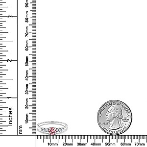 Gem Stone King 925 Sterling Silver 5MM Round Gemstone Birthstone and White Lab Grown Diamond Engagement Ring | Wedding Anniversary Promise Ring For Women | Available In Size 5, 6, 7, 8, 9