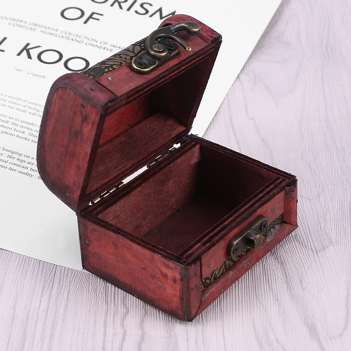 Abaodam treasure trunk large chest storage box keepsake decorative vintage suitcase antique wooden medicine trunks for pirate- Wooden Storage Box Exquisite Toy Storage Case Jewelry