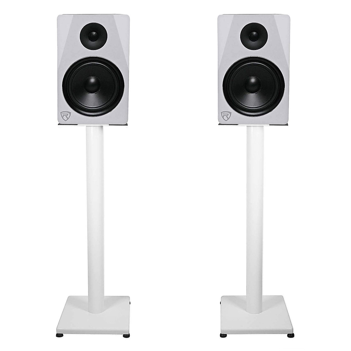 ROCKVILLE Pair RS29W 29" Steel Bookshelf Speaker/Studio Monitor Stands-White V2