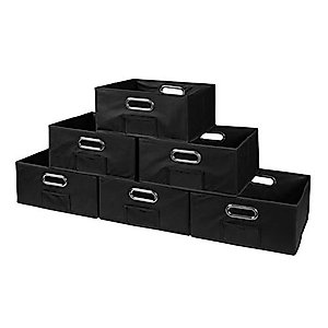 Niche Cubo Set of 6 Half-Size Foldable Fabric Storage Bins- Black