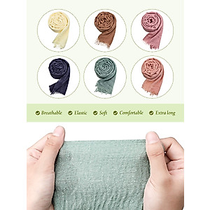 Geyoga 6 Pcs Women Scarf Shawl Hijab Scarfs Cotton Blend Crinkle Scarf Wrap Head Scarf for Seasons (Stylish Colors)