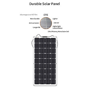 Flexible Solar Panel 100W 12V, Lightweight Bendable Mono Solar Panels Charger Off-Grid, Innovative New Strong Encapsulant for Hiking, Marine Yacht, RV, Boats, Cabin, Tent, Car, Trailer, Curve Surfaces