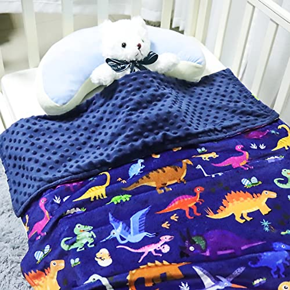Hooyax Baby Blankets Super Soft Toddler Blanket with Blue Dinosaur Printed Infant Blanket with Dotted Backing 30 x 40 Inch