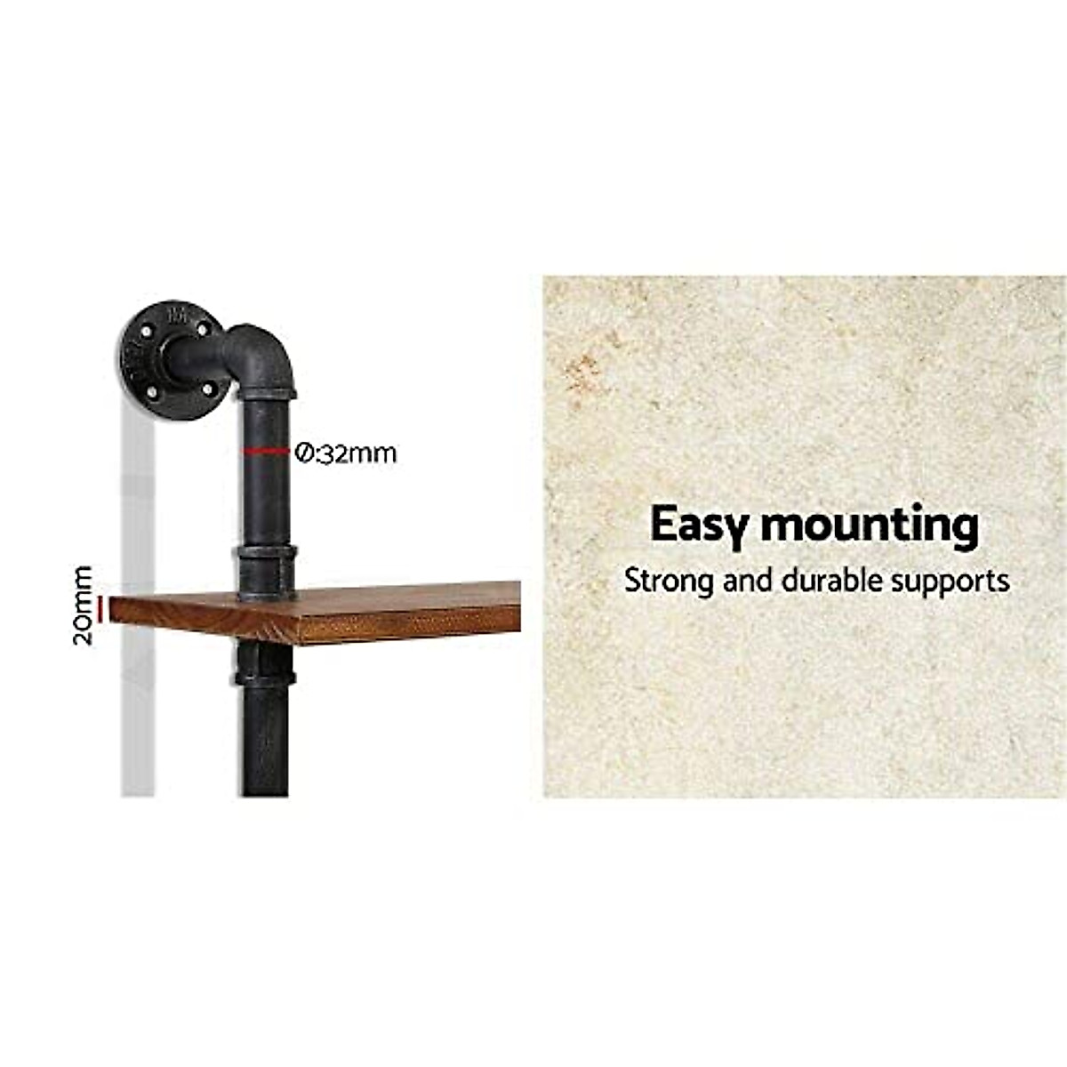 Diwhy Industrial Pipe Shelves Rustic Modern 36" W Wood Ladder Bookcase with Metal Frame,Pipe Wall Shelf,Wood Storage,Home Decor,Display Shelving,Retro Floating Wood Shelving,6 Layer Bookshelf (36" W)