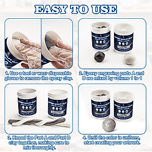 Seocam Epoxy Sculpt Clay, Epoxy Putty for Epoxy Sculpt, 2 Part Modeling Compound (A & B) of Sculpting Clay, Magic Sculpt Epoxy Clay for Sculpting, Modeling, Building and Repairing, 1 Pound, Natural