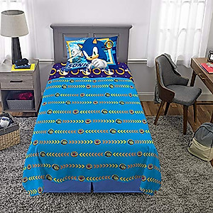 Franco Kids Bedding Super Soft Microfiber Sheet Set, Twin, Sonic The Hedgehog, Anime