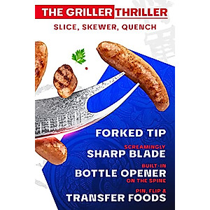 Dalstrong Pitmaster BBQ & Meat Knife - 8 inch - Shogun Series ELITE - Forked Tip & Bottle Opener - Japanese AUS-10V Super Steel - G10 Handle - w/Sheath