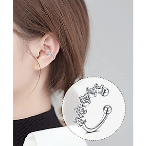 JFORYOU Ear Cuff Butterfly Flower CZ Fake Helix Cartilage Clip On Wrap Earrings Fake Lip Ring Non-Piercing Adjustable Men Women