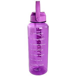 Gibson Home Brever 50oz Hydrate Yourself Hourly Motivation Water Bottle in Purple