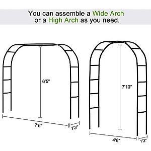 Metal Garden Arbor Wedding Arch 76.8 Inch H x 90.5 Inch W 94.5 Inch H x 55 Inch W Assemble Freely 2 Sizes for Various Climbing Plant Roses Vines Bridal Party Decoration Pergola Arbor (Black)
