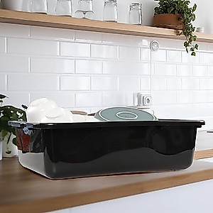 Uumitty Black Commercial Bus Tubs, 32 L Plastic Bus Box/Wash Basin, 4 Packs