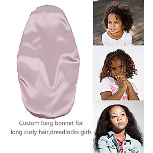 SENGTERM Kids Long Satin Bonnet Girls Sleeping Cap Braids Bonnet for Long Curly Hair