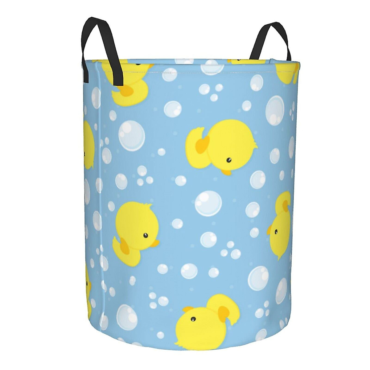 Gbuzozie 38L Round Laundry Hamper Cute Rubber Ducks Storage Basket Waterproof Coating Organizer Bin For Nursery Clothes Toys
