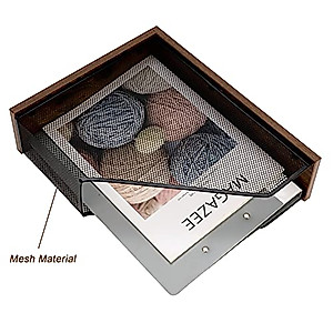 ASIFMTHOT Antique Wooden Magazine File Holder，File Folder Organizer-Document Rack for Office/Home/School（Balck）