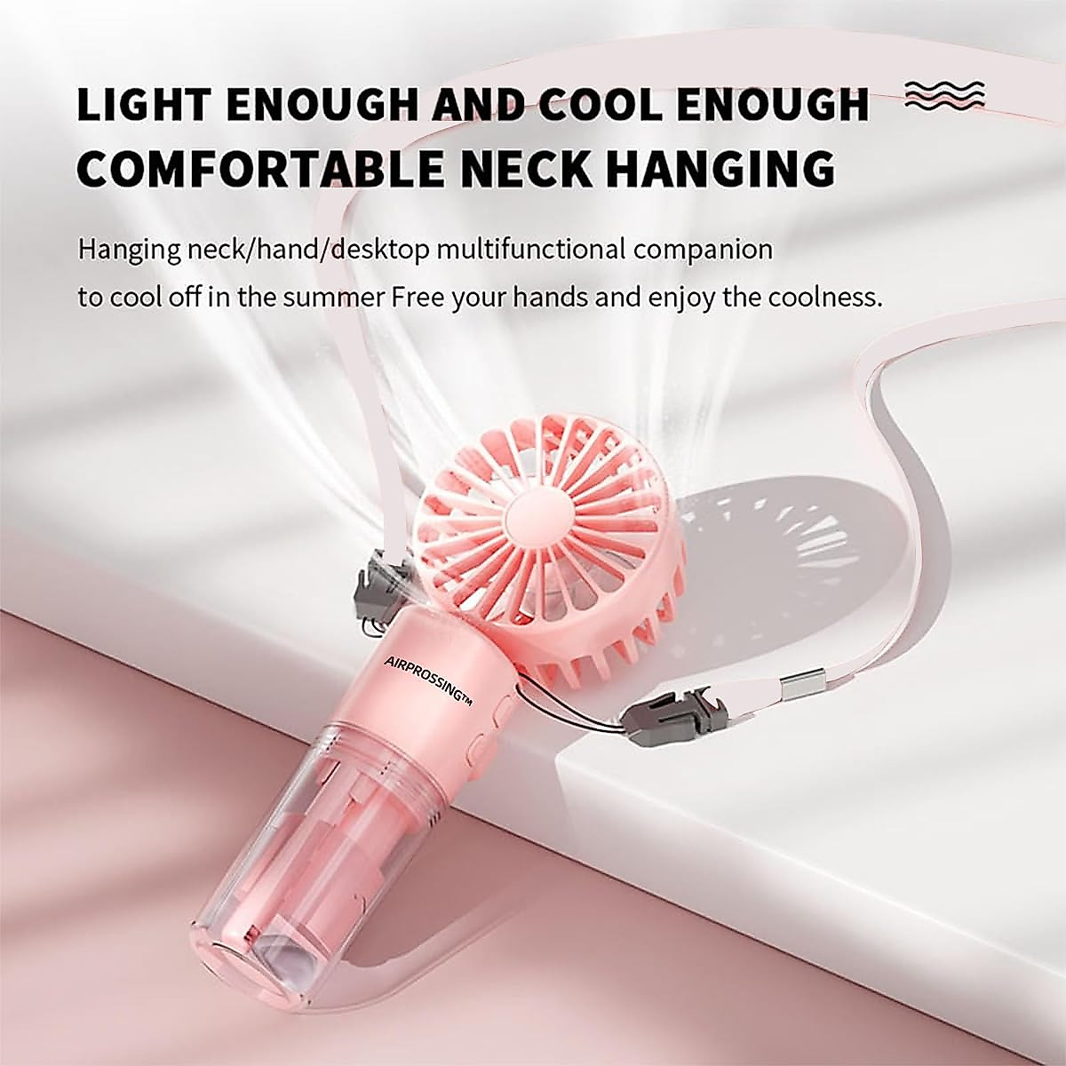 AIRPROSSING Portable Handheld Misting Fan，Rechargeable Battery Operated Spray Water Mist Fan Foldable，4 Speeds，Small Personal Cooling Fans for Outdoor,Travel, Makeup, Home, Office, Camping (white)