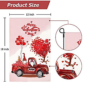 Tatuo 2 Pieces Valentine's Day Garden Flag 12 x 18 Inch Valentine Gnome Welcome Flag for Outside Yard Anniversary Wedding Farmhouse Decoration