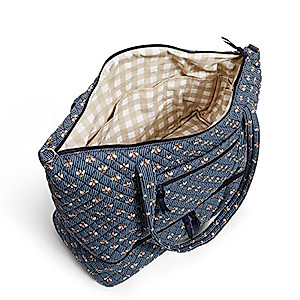 Vera Bradley Women's Cotton Deluxe Travel Tote Travel Bag, Bees Navy - Recycled Cotton, One Size