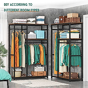 REIBII Free Standing Closet Organizer Heavy Duty, Wardrobe Clothes Organizer, Freestanding Closet Organizer System, Metal Closet Rack Holds 300lbs, Easy Assembly, Clothes Rack, 71"H x 39.5" W x 16" D