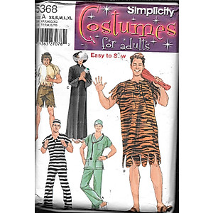Simplicity 5368 sewing pattern Mens Costumes Surgeon, Priest, Changeling, Prisoner, Cavman makes sizes XS, S, M, L, XL