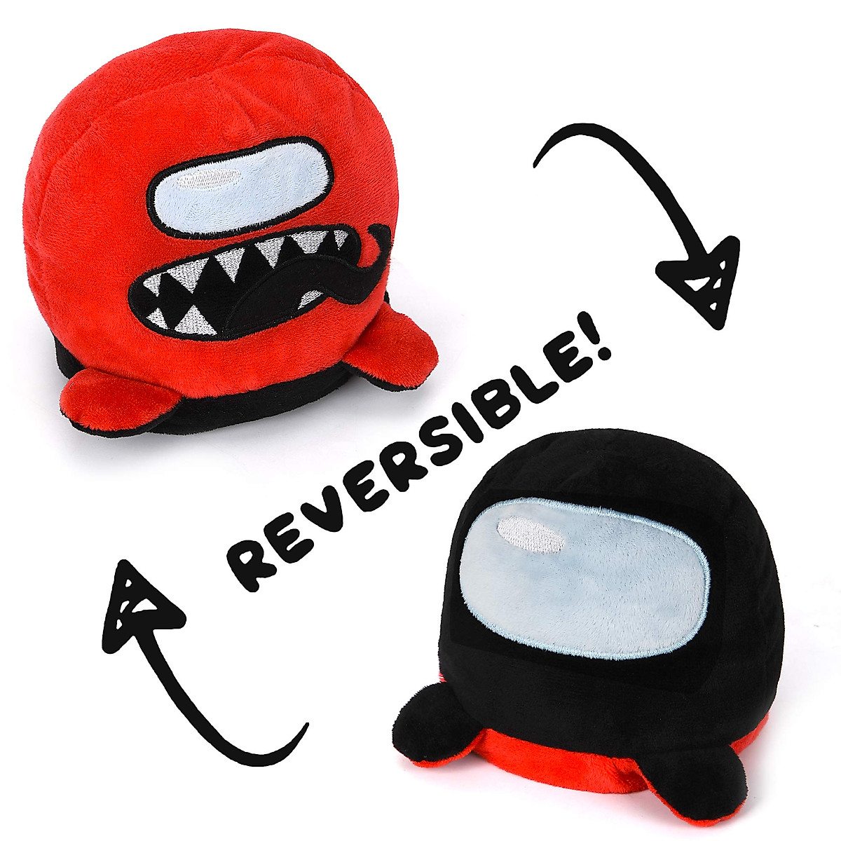 Toy Storage World Reversible Plushie Octopus Stuffed Animal Mood Double Sided Plush Toy Happy Angry Pulpo Reversible Plushies Toys Doll Game Flip Impostor Fluffy 6 inch (Red Black)