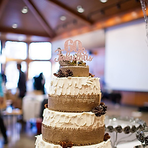 1 PCS 60 &amp; Fabulous Cake Topper Glitter Sixty and Fabulous Cake Toppers Happy 60th Birthday Cake Pick for 60th Wedding Anniversary Birthday Party Cake Decorations Supplies Rose Gold