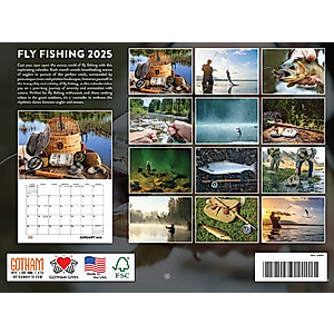 Fly Fishing Calendar 2025 Fish Monthly Wall Calender 12 Month | American Made In The USA