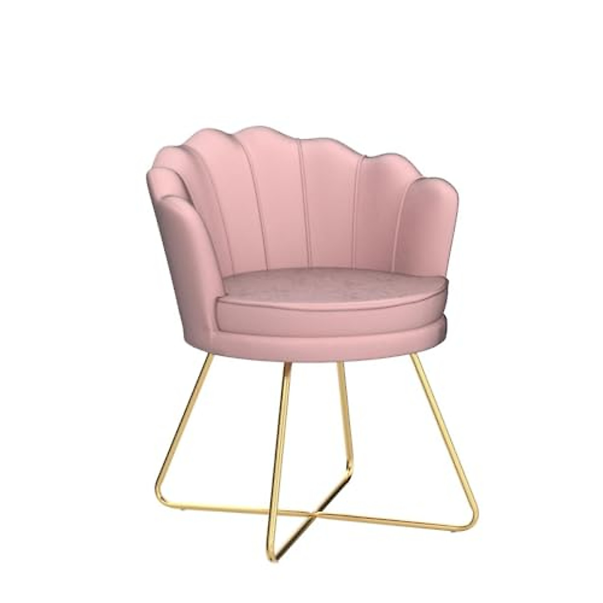 Furniliving Pink Vanity Chair, Velvet Makeup Chair for Bedroom, Home Office Desk Chair with Gold Plating Legs, Cute Accent Chair for Makeup Room, Bedroom, Living Room, Guest Reception (Velvet Pink)