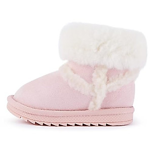 BMCiTYBM Baby Snow Boots Winter Shoes Toddler Boys Girls 6-24 Months Faux Fur Lined Walking Shoes Pink Size 18-24 Months Toddler