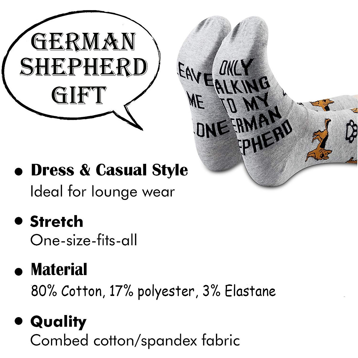 TSOTMO German Shepherd Dog Pet Lover Socks Leave Me Alone Only Talking To My German Shepherd Today Socks Gift for Dog Lover (Shepherd)