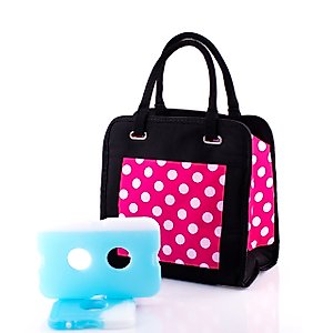 The Cooler Lunch Bag Insulated Cooler Lunch Bag for Women Pink Black Women's Food Storage with 2 ice Packs
