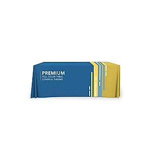 BannerBuzz Custom Premium Table Covers & Throws, 230 GSM, Polyester, Full Color, 1440DPI Dye-sublimation Printing, Hot Knife Cut for Trade Shows and Exhibition Display (8' X 2.5', 4 Sided)