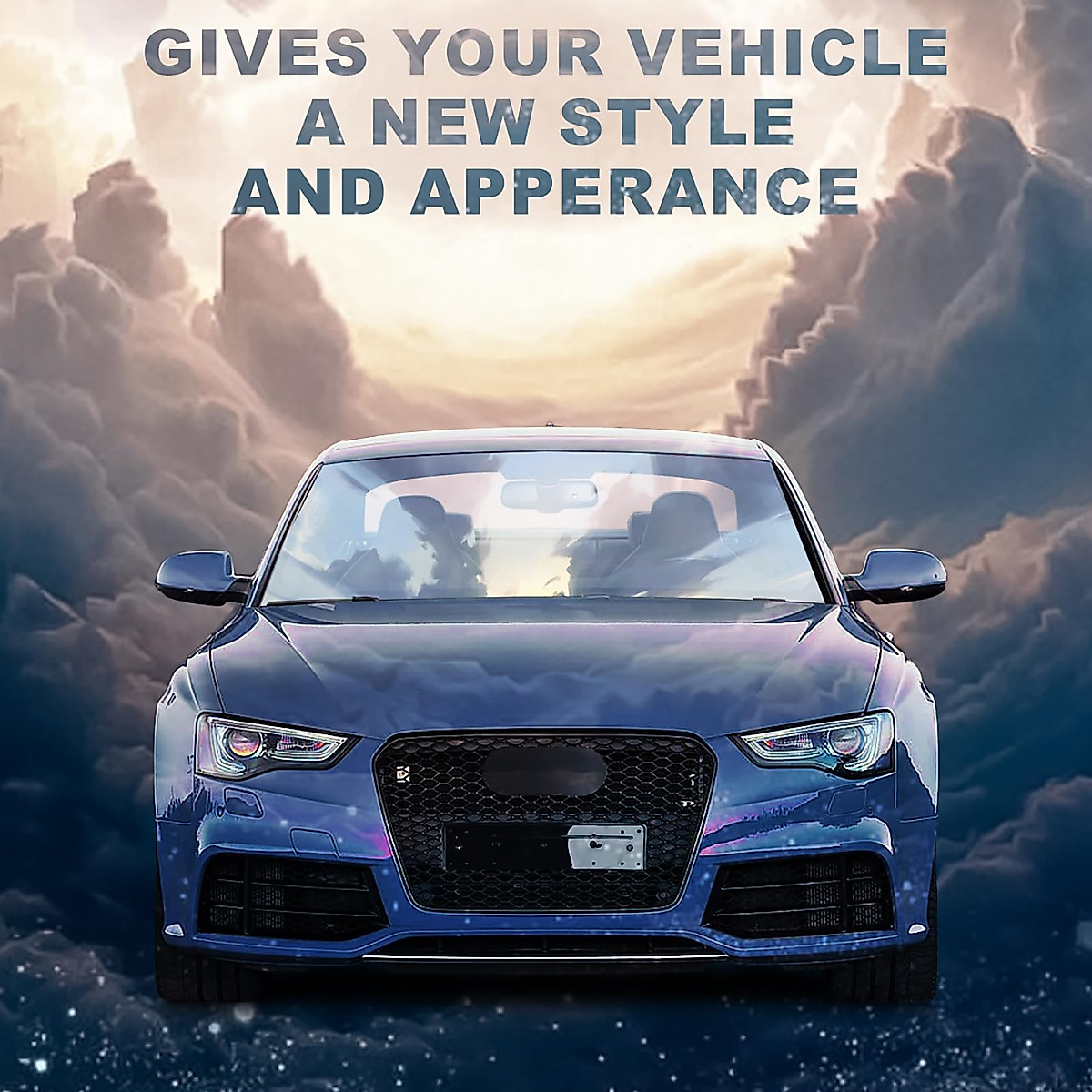 TOPAZ Front Mesh RS5 Style Bumper Hood Hex Grille Black Compatible with 2008-2012 Audi A5/S5 B8 8T