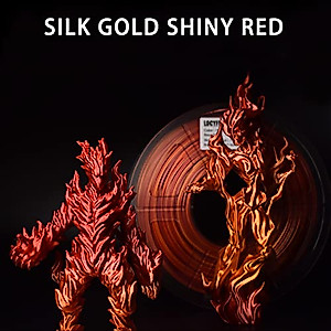 (2 Items) 1kg Silk Gold Shiny Red Black & 1kg Silk Gold Shiny Red PLA Filament, 3D Printer Filament, PLA Filament 1.75mm +/- 0.02mm