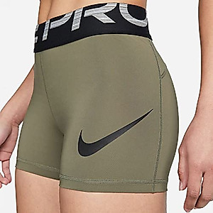 Nike Women's Pro Dri-Fit 3" Graphic Training Shorts (as1, Alpha, m, Regular, Regular, Medium Olive/Black/Black)