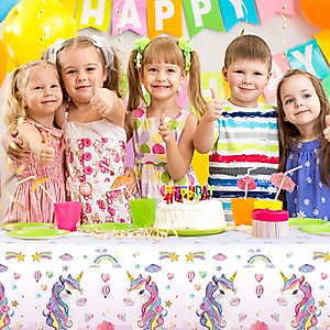 3 Pieces Unicorn Table Cloth Covers Disposable Unicorn Table Covers Larger Plastic Unicorn Tablecloths Rectangle Table Covers for Baby Shower Birthday Themed Party Supplies, 108 x 54 Inches