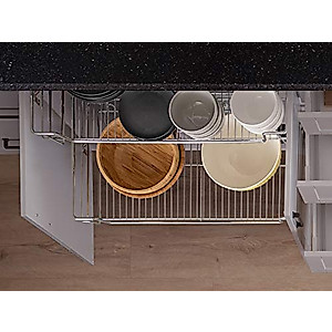 NewAge Products Home Cabinet 36 in. Pull-Out Basket, Kitchen Cabinet Pull Out Organizers, Heavy Duty Steel Under Cabinet Storage Sliding Drawer, Chrome Finish, 80613