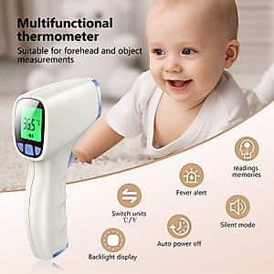 Jumper Medical Forehead Thermometer, Non Contact Thermometer for Forehead and Object Surface Measurement with Instant Reading and Fever Warning for Kids and Adults (Sky Blue)