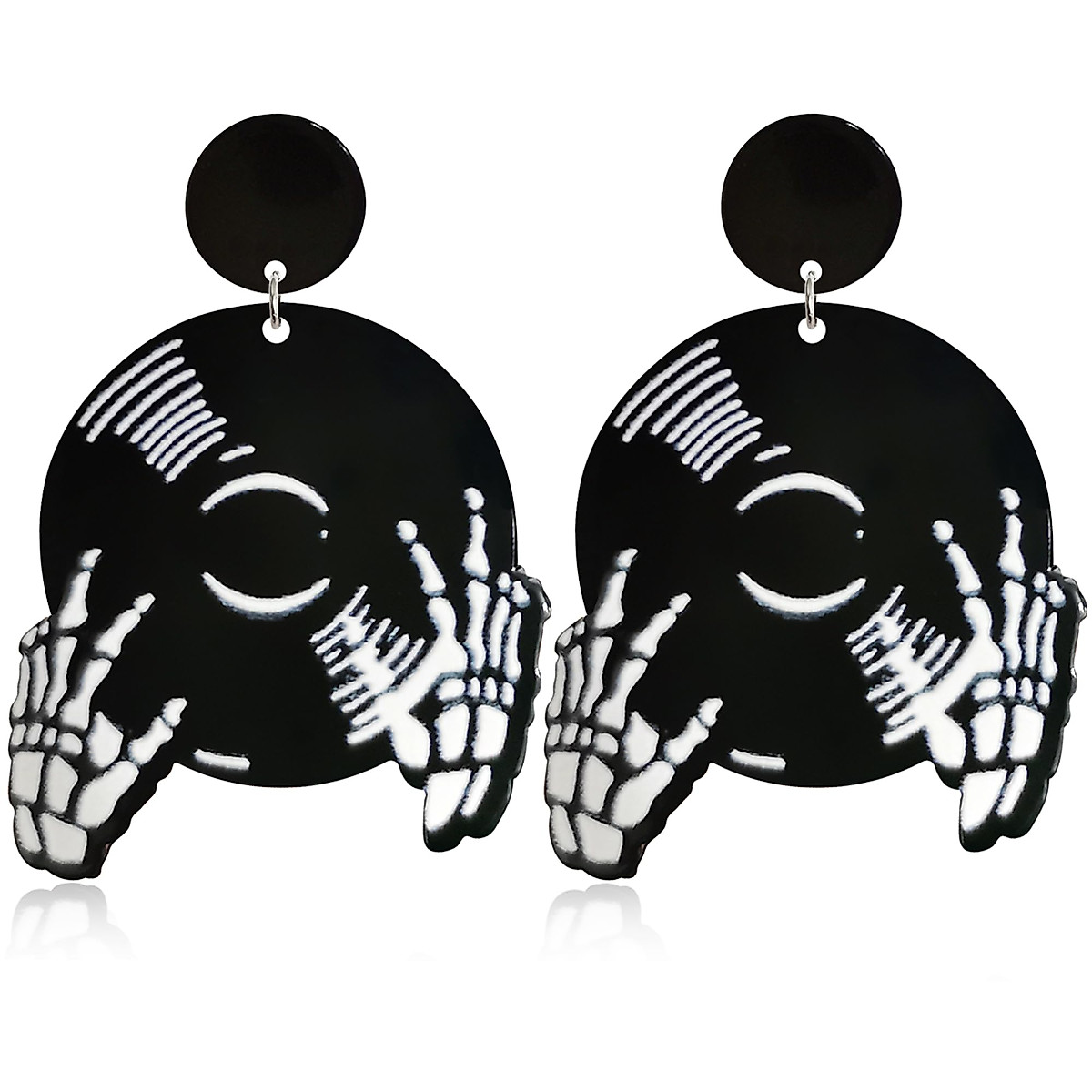 Unique Handmade Old School Vinyl Records Dangle Earrings for Women 1950's Rock 'N' Roll Women's Vinyl Record Stud Earrings for Retro 60's 70s Disco Party Statement Halloween Jewelry (Black)