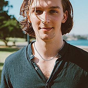 Yooblue Cross Necklace for Men, Mens Necklace Silver Layered Rope Chain Cross Pendant Simple Necklace Jewelry Dainty Cross Chain Necklace for Men Women 18 20 Inch Mens Gifts Chains for Men