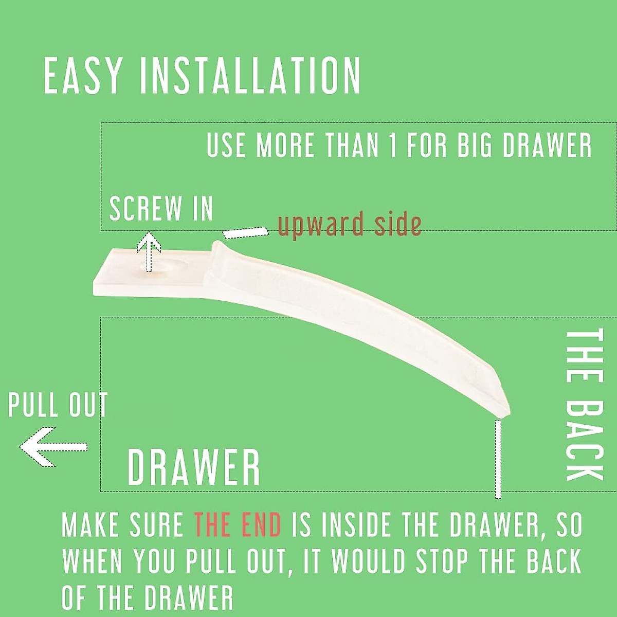 LLERRA Hard Plastic Drawer Stops with Screws, Clear Non-Slip Drawer Stop Hardware Replacement for Dresser Drawers (10) LLDS-1020 DS-12