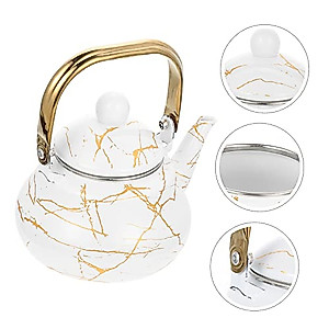 Luxshiny Marble Enamel Jug Vintage Espresso Machine Loose Leaf Tea Pot Ceramic Tea Pot Porcelain Water Pot Small Tea Kettle Stovetop Whistling Kettle Water Boiling Kettle Food Grade Tea Pot