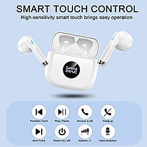 Wireless Earbuds, Bluetooth 5.3 Headphones HiFi Stereo Bluetooth Earbuds with HD Mic, Headphones Wireless Bluetooth Dual LED Display, IP7 Waterproof, USB-C Charging Case, 40H Playtime Earbuds [2022]