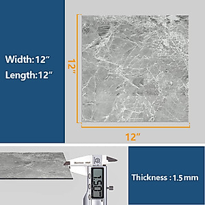 VEELIKE Peel and Stick Floor Tiles Vinyl 12''x12'' Grey Marble Vinyl Flooring 12 Pack Stick on Floor Tiles Waterproof Removable Self Adhesive Vinyl Floor Tile for Bathroom Kitchen Bedroom Floor