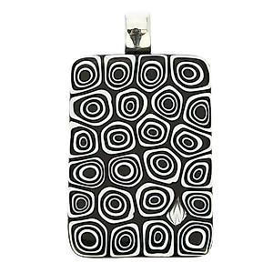 GlassOfVenice Murano Glass Millefiori Pendant Rectangular - Black and White