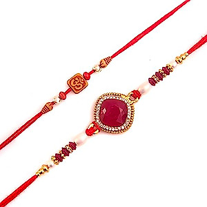 Rakhi For Brother Set of 2 With Greeting Card, Beautiful Designer Raksha Bandhan Rakhi Gift Set For Brother Bhaiya Bhai Bro, Traditional Indian Style Rakshbandhan Rakhi Gifts For Brother