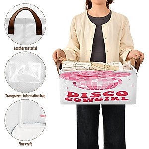 Exnundod Storage for Shelves Disco Cowgirl Hat Collapsible Storage Bins with Metal Frames Retro Pink Foldable Shelf Baskets with Handles for Organizing Close Toys Books,1pc