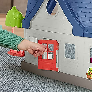 Fisher-Price Little People Toddler Play House with Lights Music & Smart Stages Learning Content, 2 Figures 6 Play Pieces, UK English Version, HCJ66