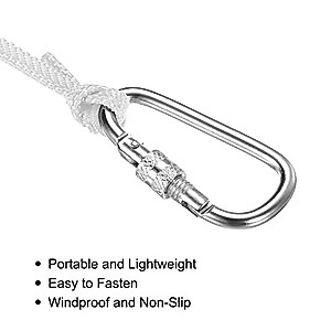 uxcell Portable Clothesline, 2Meter/6.56ft Nylon Windproof Non-Slip Washing Line Rope for Backyard Outdoor Travel Camping Laundry Drying, White 2 Pcs