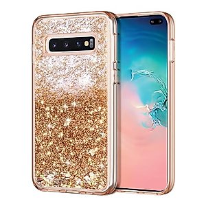 Coolden Case for Galaxy S10 Plus Cases Protective Glitter Case for Women Girls Cute Bling Sparkle Quicksand Heavy Duty Cover Hard Shell Shockproof TPU Case for Samsung Galaxy S10 Plus, Rose Gold