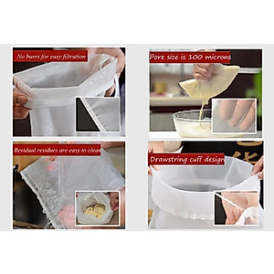 Nut Milk Bag,Multiple nut milk bag reusable Food Strainer, 2 Pack - 100Micron, 12"X12" Cold Brew Coffee Bag, Ultra Fine Nylon Mesh,mesh strainer, for Milk, Juice, Coffee, Tea